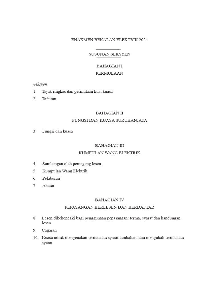 Enakmen Bekalan Elektrik 2024 Sabah | PDF