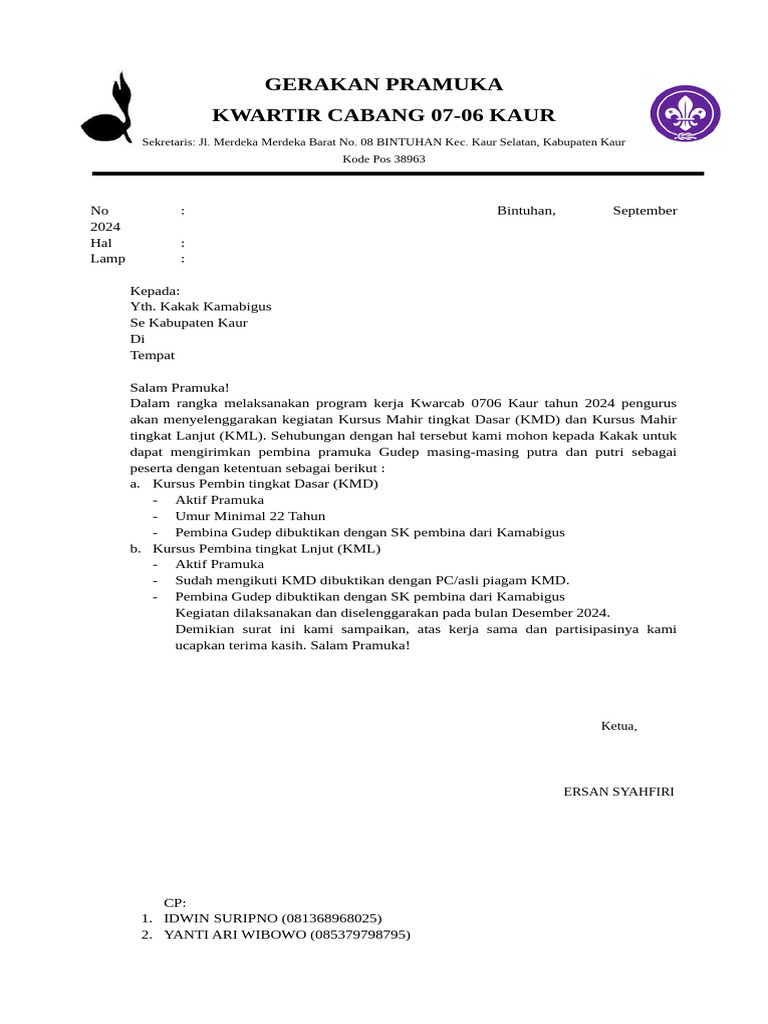 Surat Undangan KMD Gerakan Pramuka | PDF