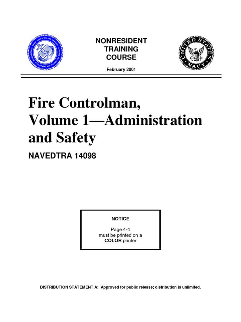 US Navy Course NAVEDTRA 14098 - Fire Control Man Volume 1 ...