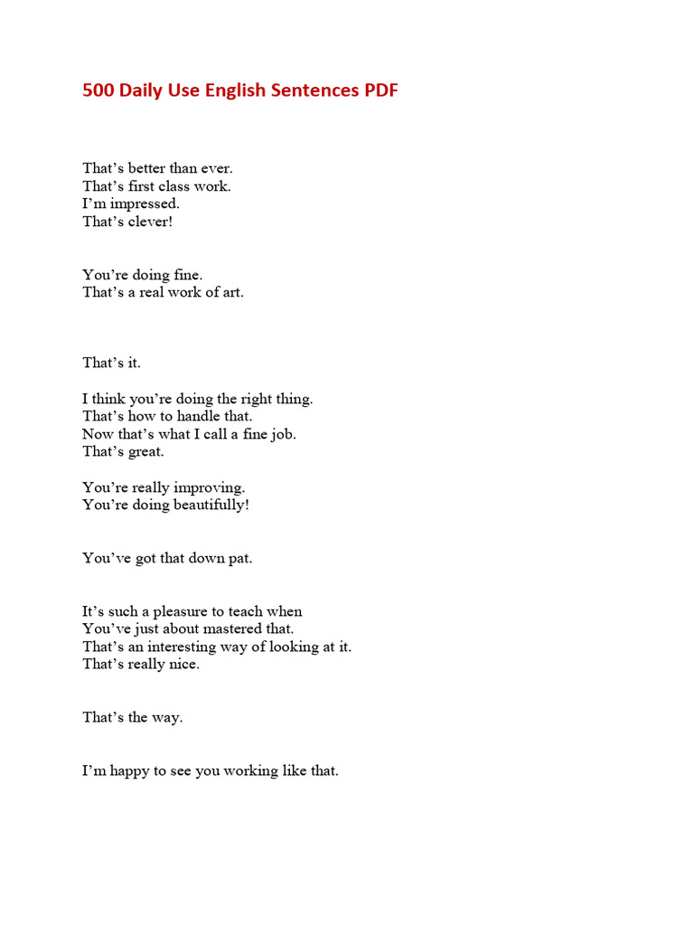 500 Daily Use English Sentences PDF | PDF | Language Arts & Discipline