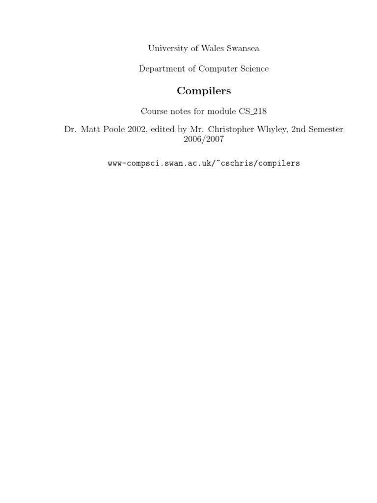 Compiler Notes | PDF