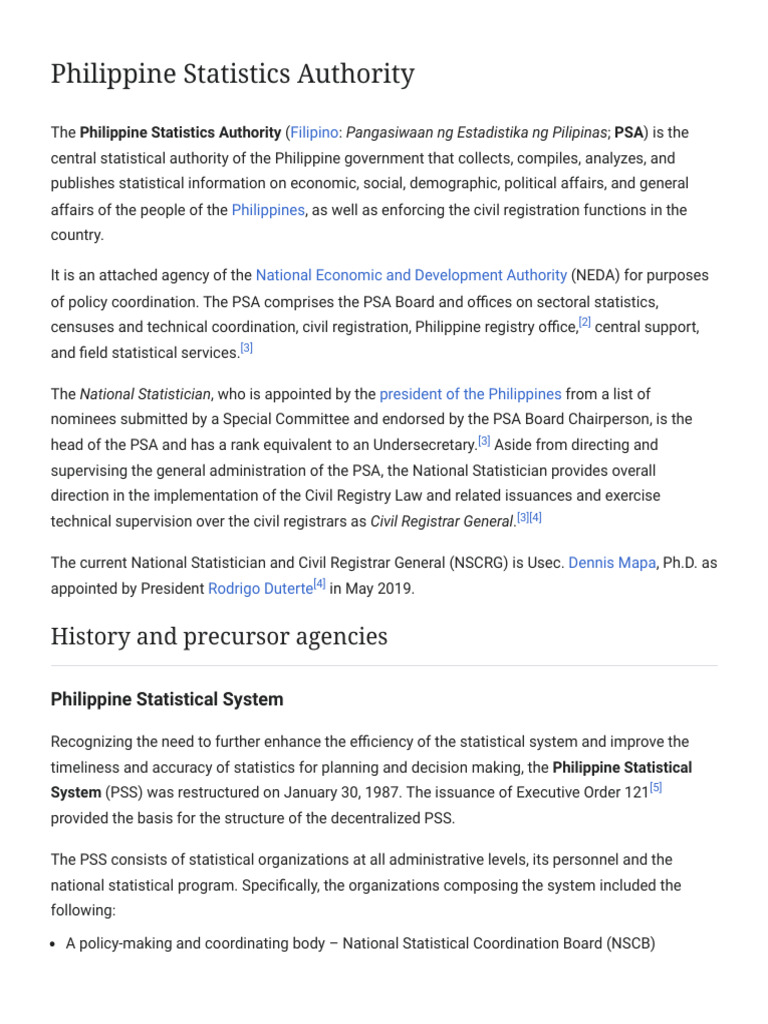 Philippine Statistics Authority - Wikipedia | PDF | Philippines ...