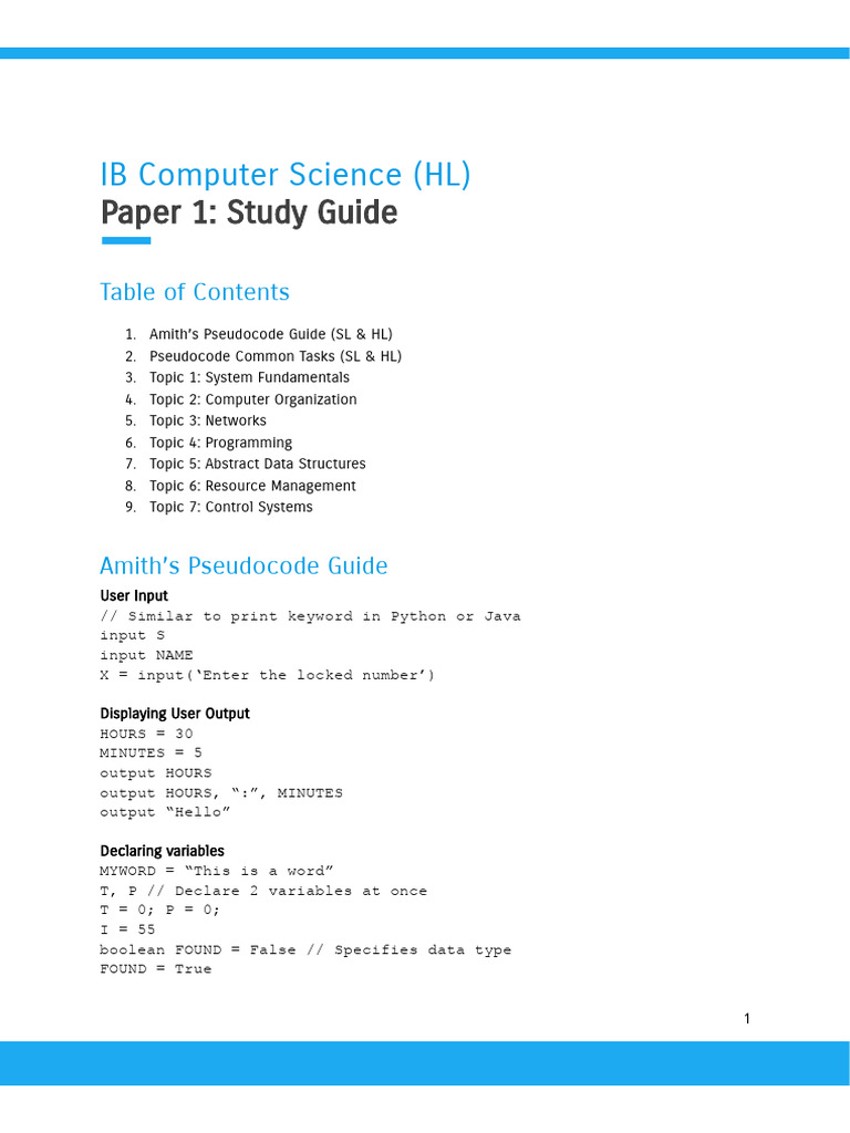 CS Classroom Paper 1 Guide | PDF | Boolean Data Type | Control Flow