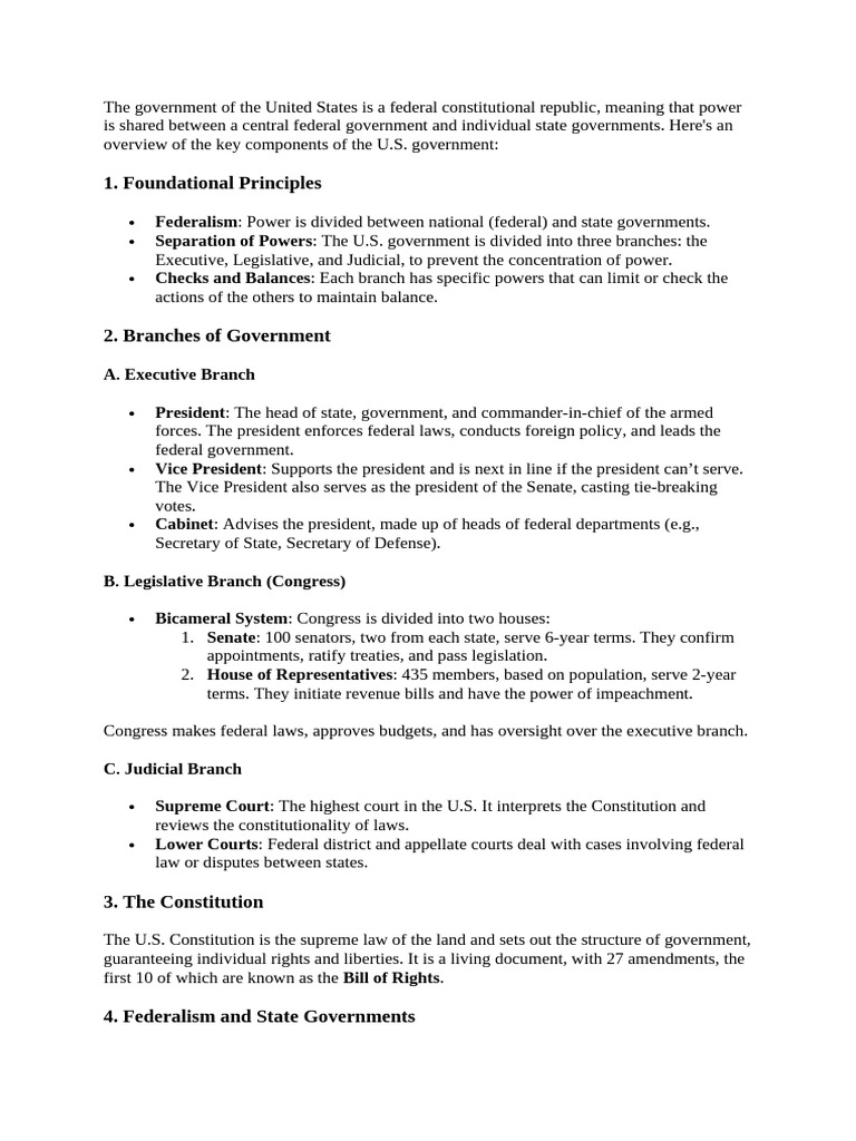 The Government of The United States | PDF | Federal Government Of The ...