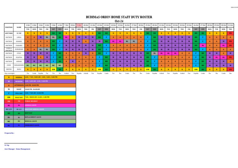 10.duty Roster 2024 - Month of Oct 2024 | PDF