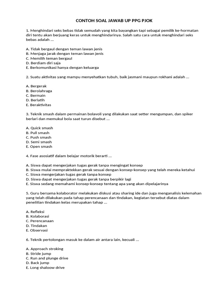 Soal PPG SD Penjas | PDF
