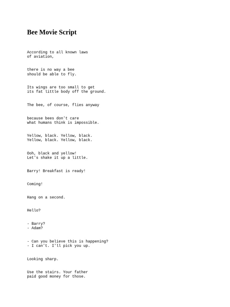 Bee Movie Script | PDF | Bees | Flowers