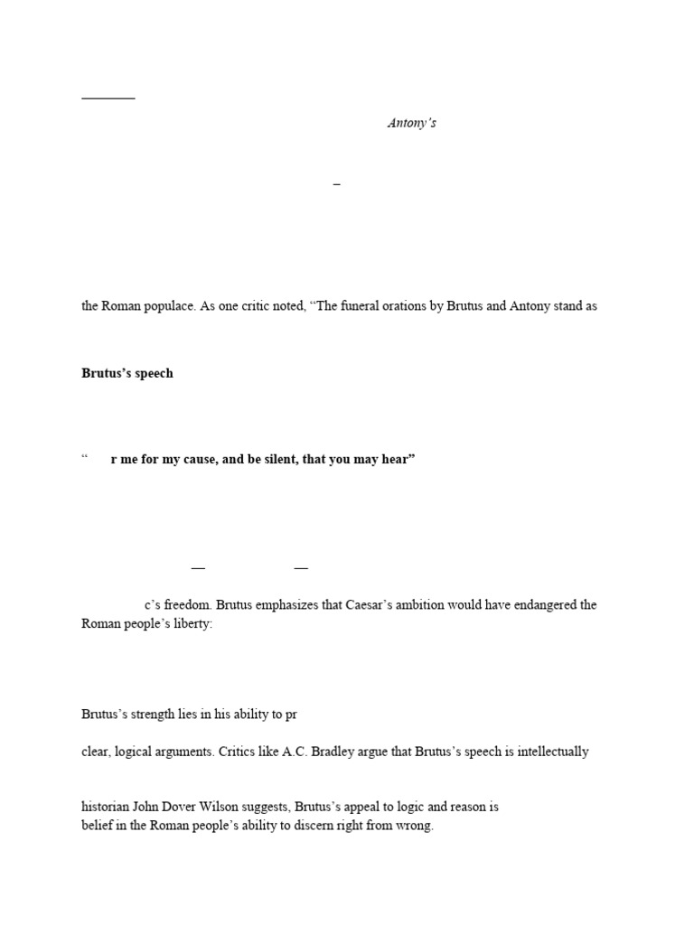 Comparative Analysis of Brutus and Antony's Speeches | PDF | Rhetoric