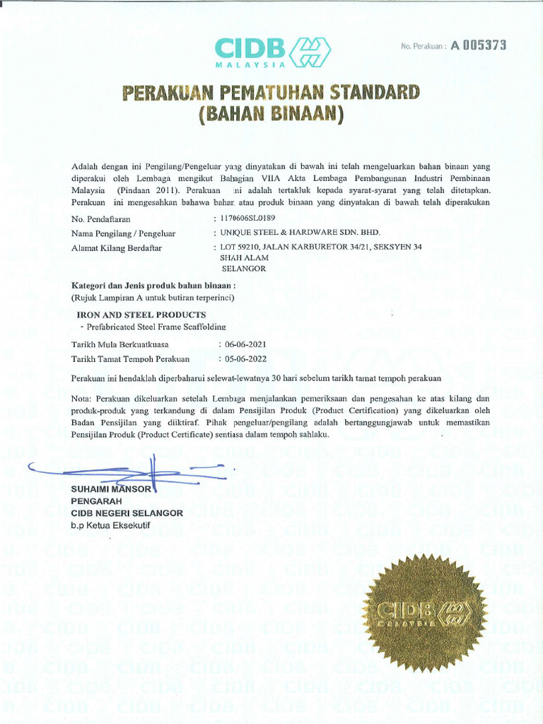 CIDB Cert | PDF
