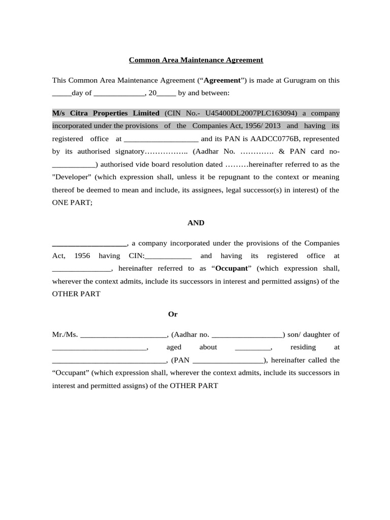Common Area Maintenance Agreement | PDF | Arbitration | Lease