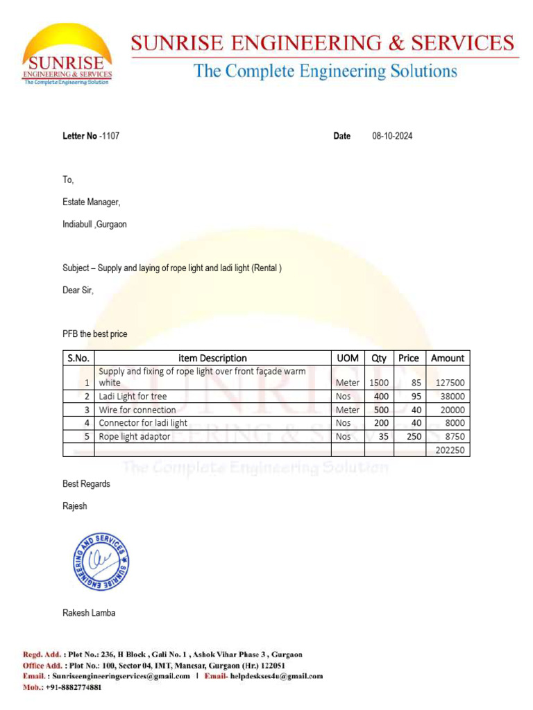 SES - Light Work - Rental | PDF