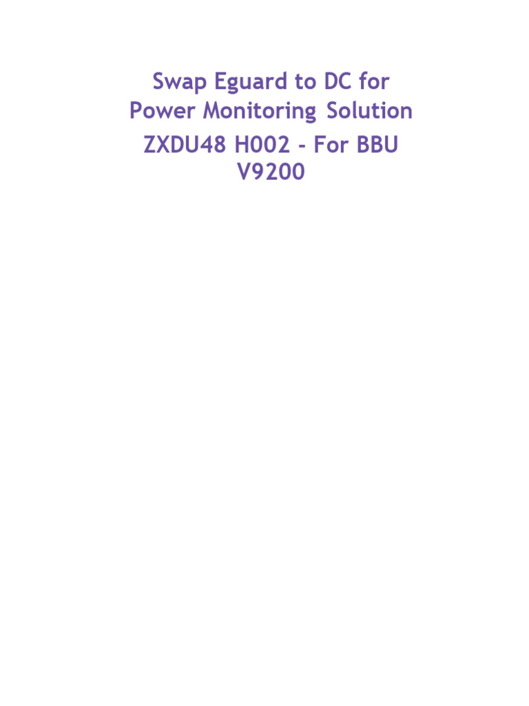 Swap Eguard To Dry Contact For Power Monitoring ZXDU48 H002 - BBU V9200 - V2 | PDF
