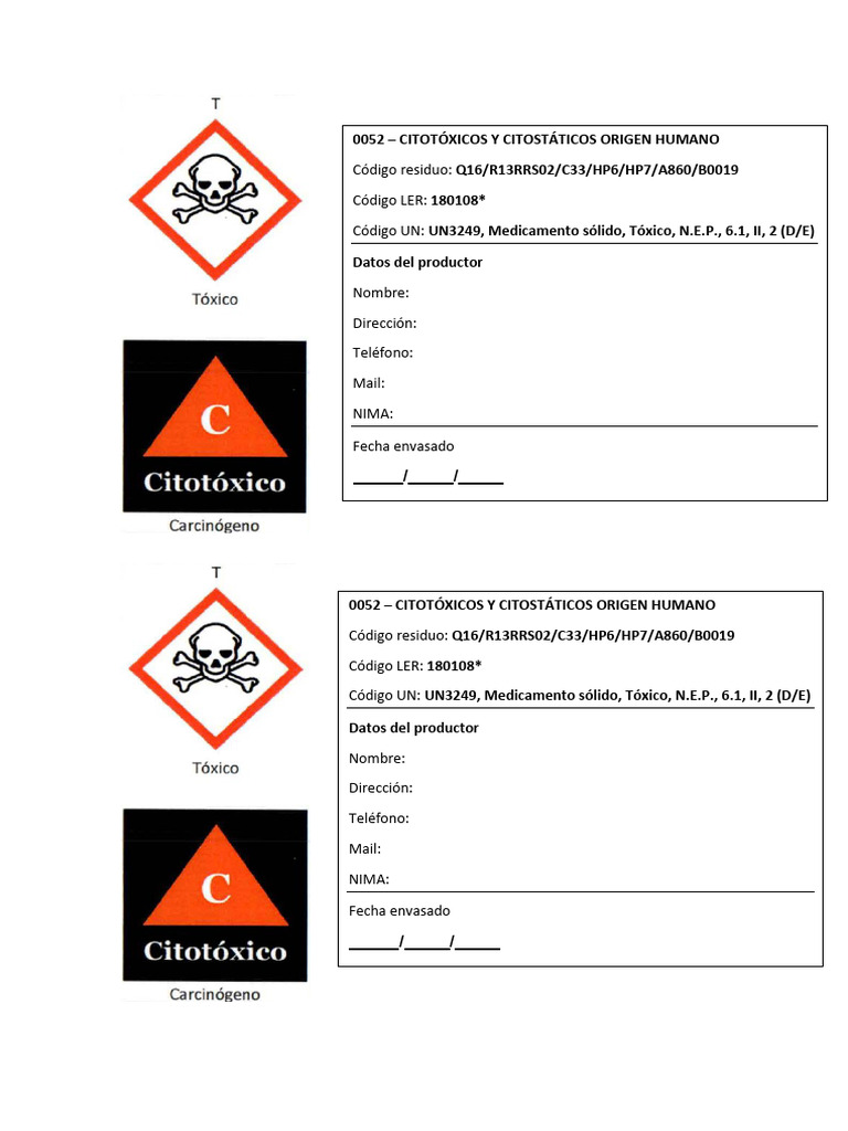 Etiqueta Citotóxico | PDF
