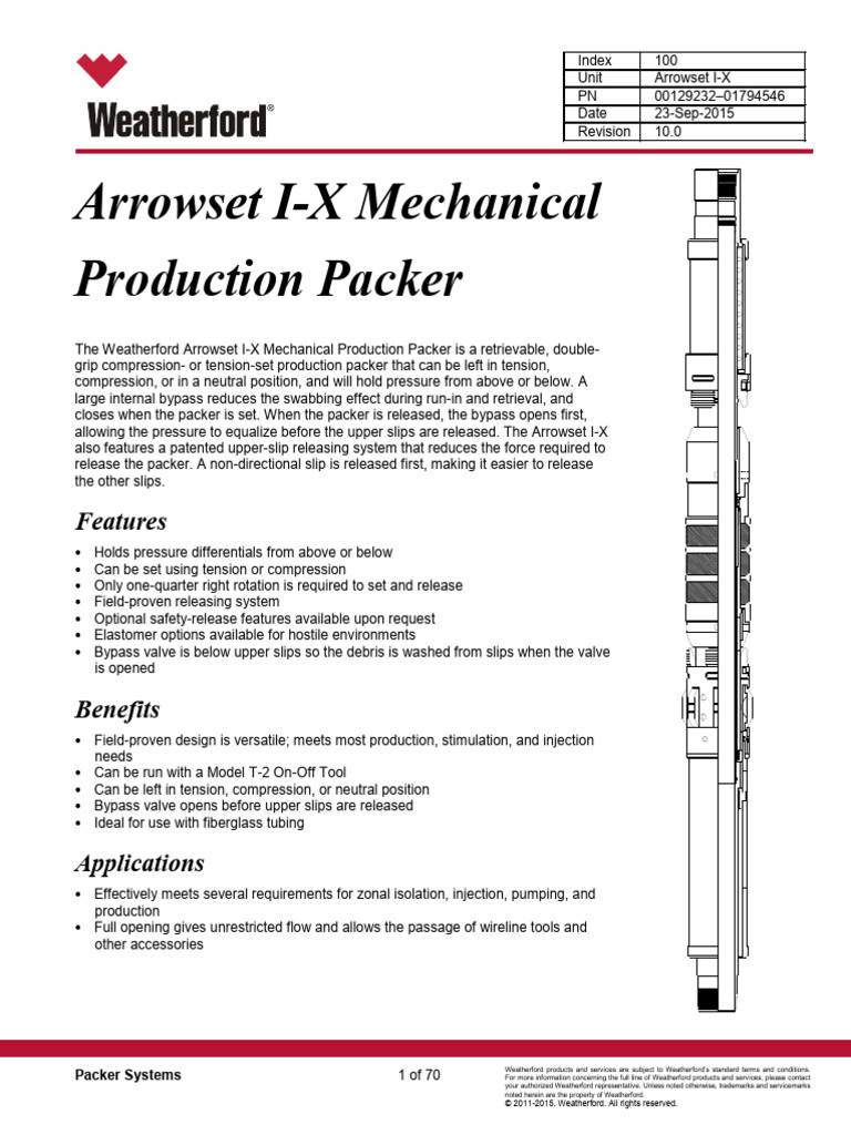 Arrowset I-X Mechanical Production Packer: Features | PDF | Mechanical ...
