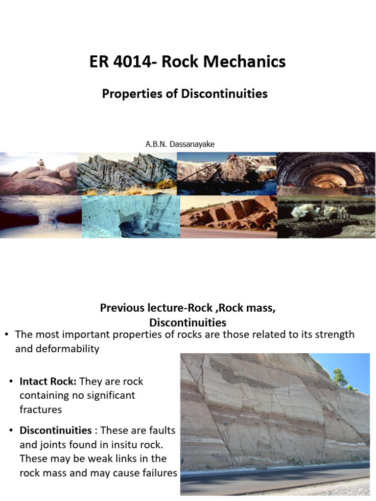 Properties of Discontinuities | PDF | Soil Mechanics | Materials