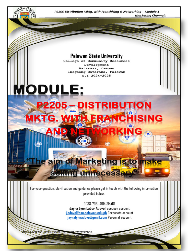 Module 1 Distribution Mgt. | PDF | Marketing | Retail