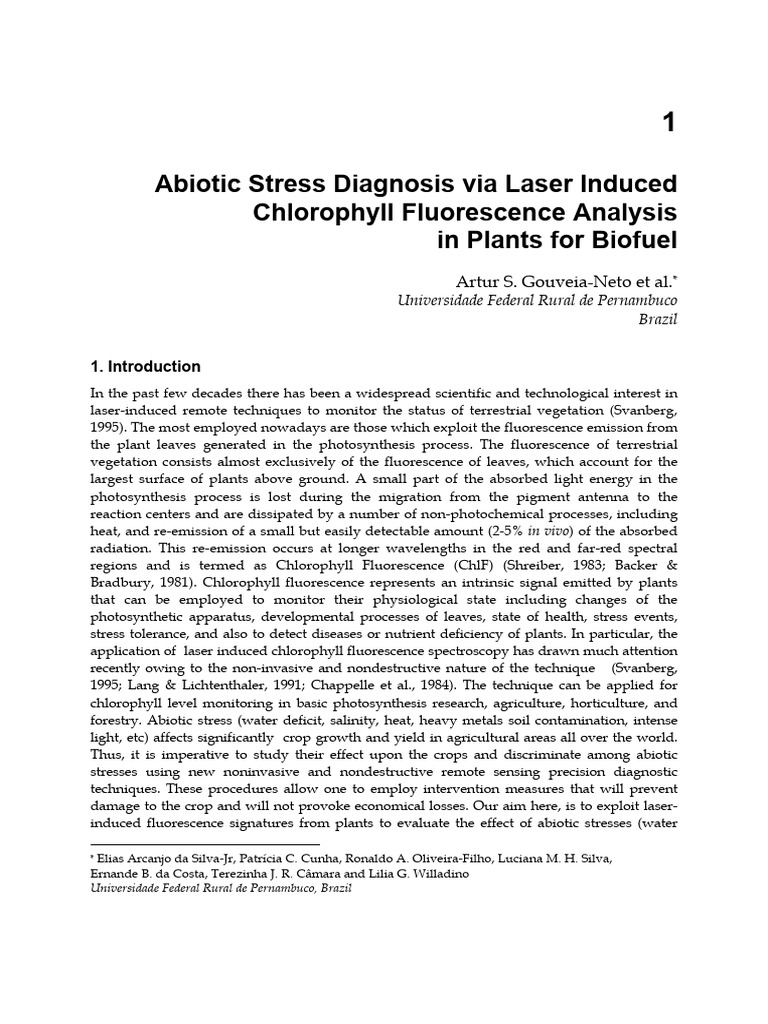 InTech-Abiotic Stress Diagnosis Via Laser Induced Chlorophyll Fluorescence Analysis in Plants ...