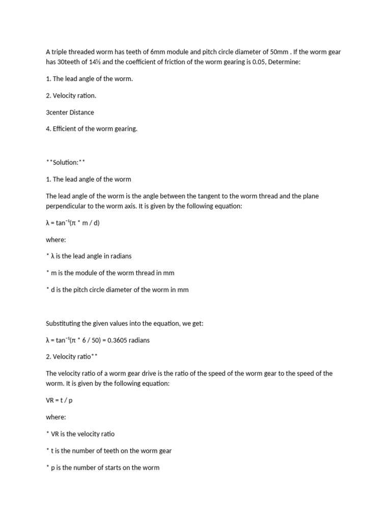ASSIGNMENT MECH | PDF | Belt (Mechanical) | Gear