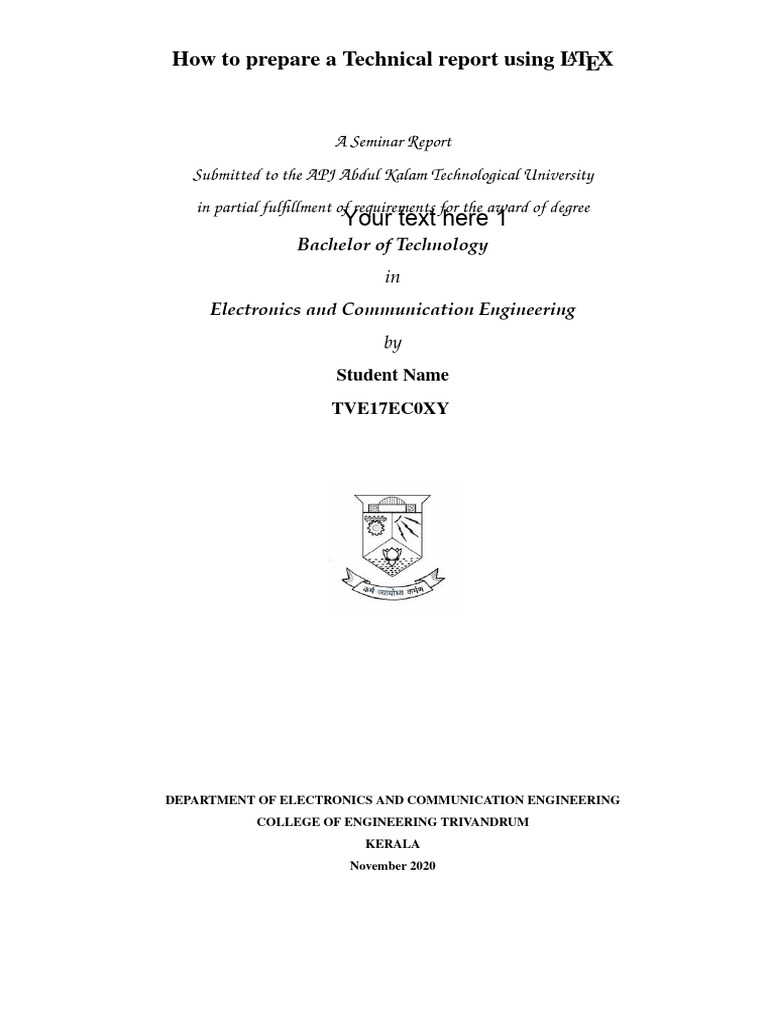 Ktu Btech Seminar Report Template | PDF