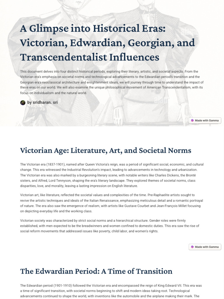 Historical Eras: Victorian to Transcendental | PDF | Transcendentalism ...