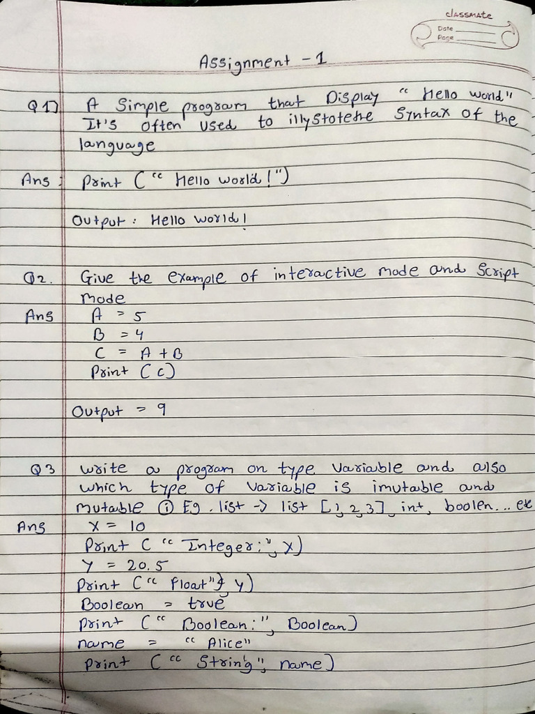 Python Assignment 1 - Ashish Devadiga | PDF | Arithmetic | Data