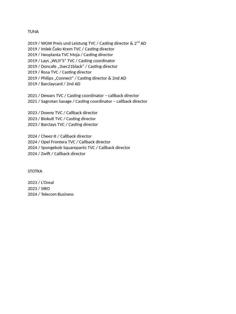 Castiing Director - Reference | PDF | Business