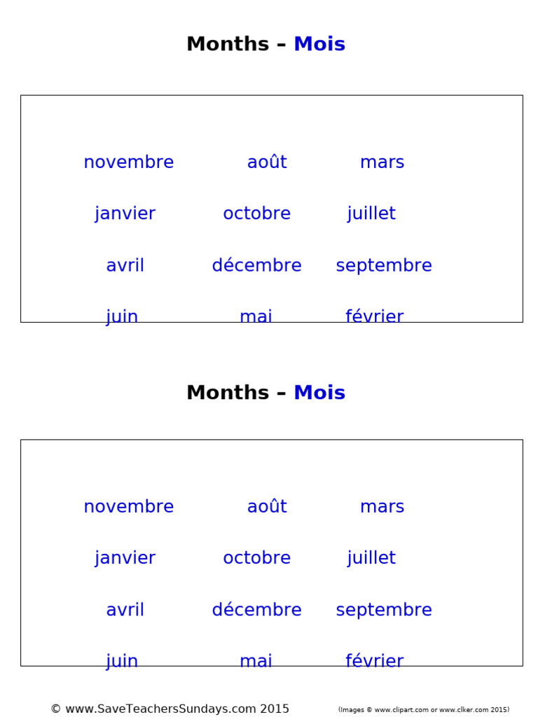 Months in French Worksheet (Label the Images - Words Jumbled) | PDF