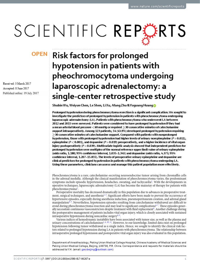 Risk Factors For Prolonged Hypotension in Patients | PDF | Clinical ...