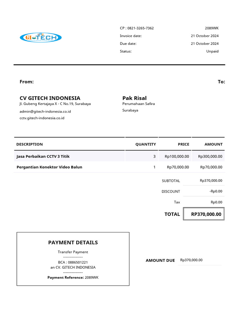 Invoice - Pak Risal | PDF
