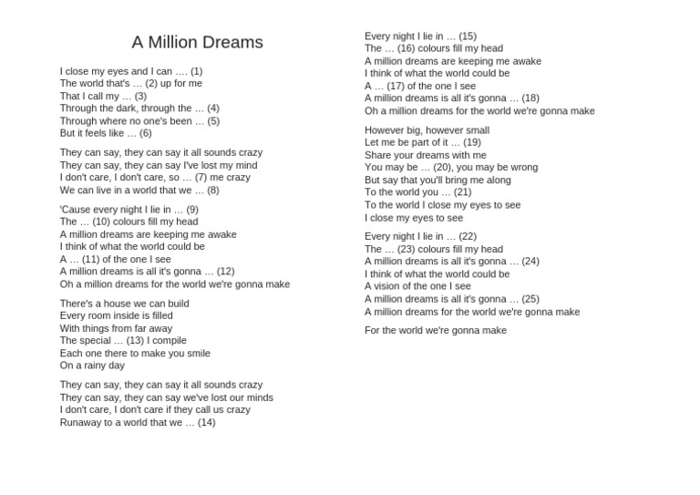 A Million Dreams | PDF | Young Adult
