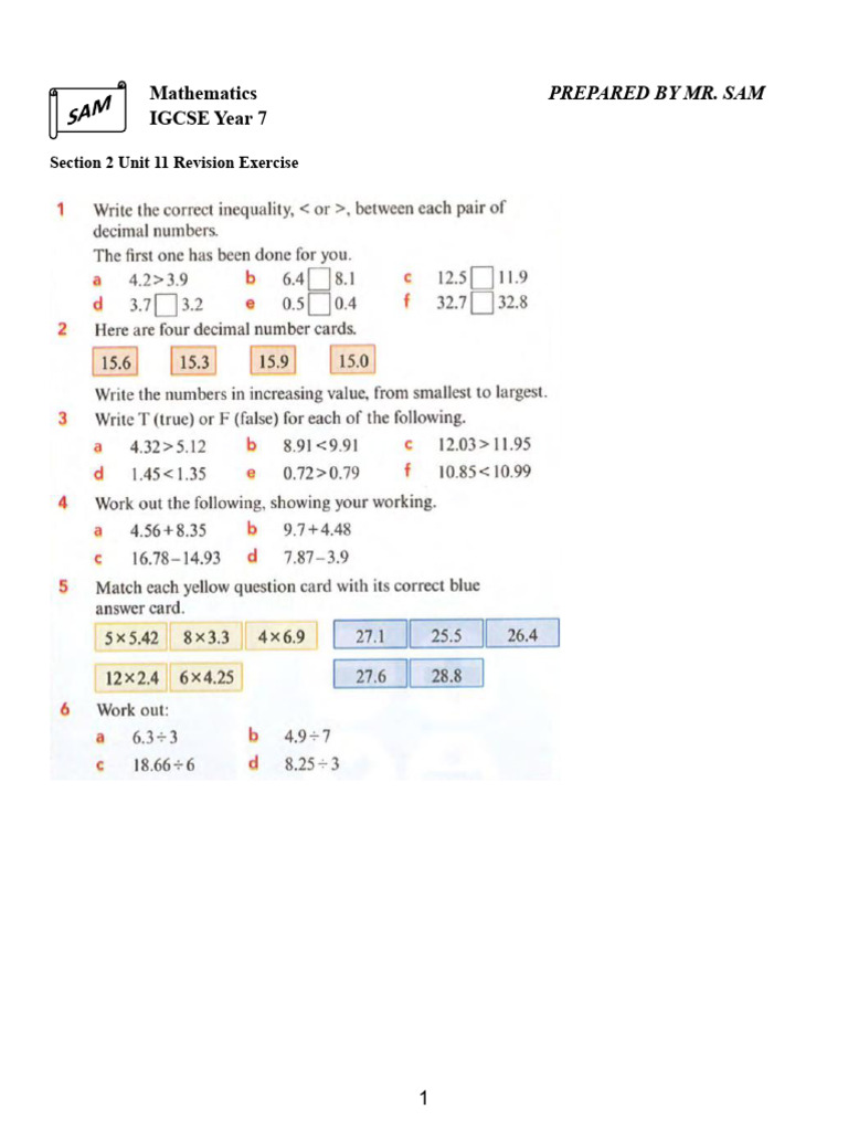 Section 2 Unit 11 (Revision Exercise) | PDF | Teaching Methods & Materials