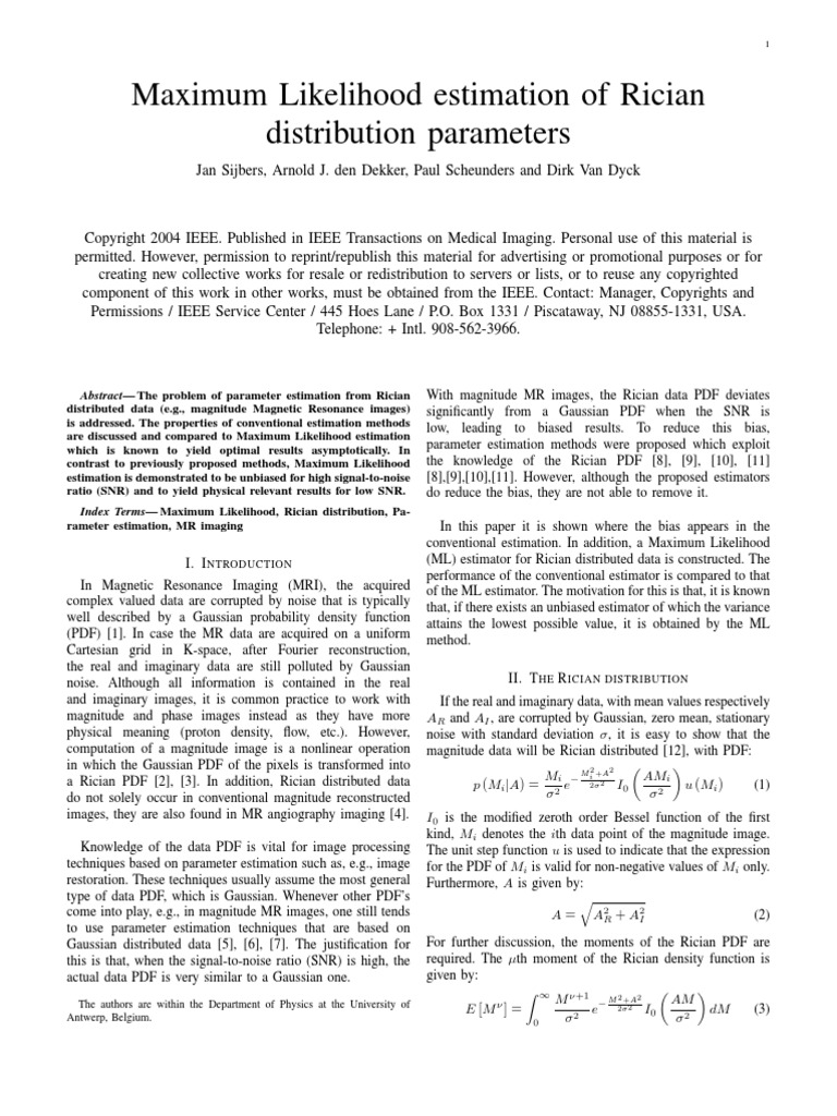 Rician Distribution | PDF