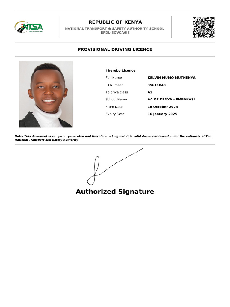 EPDL 3OVCA6J8 Provisional Driving License | PDF