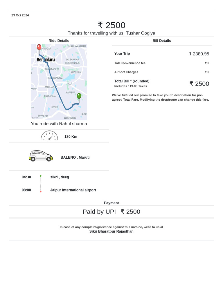 Cab Bill Template | PDF | Invoice | Payments