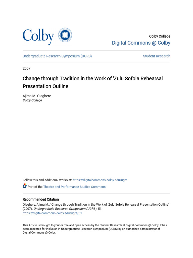Change Through Tradition in The Work of Zulu Sofola Rehearsal PR | PDF ...