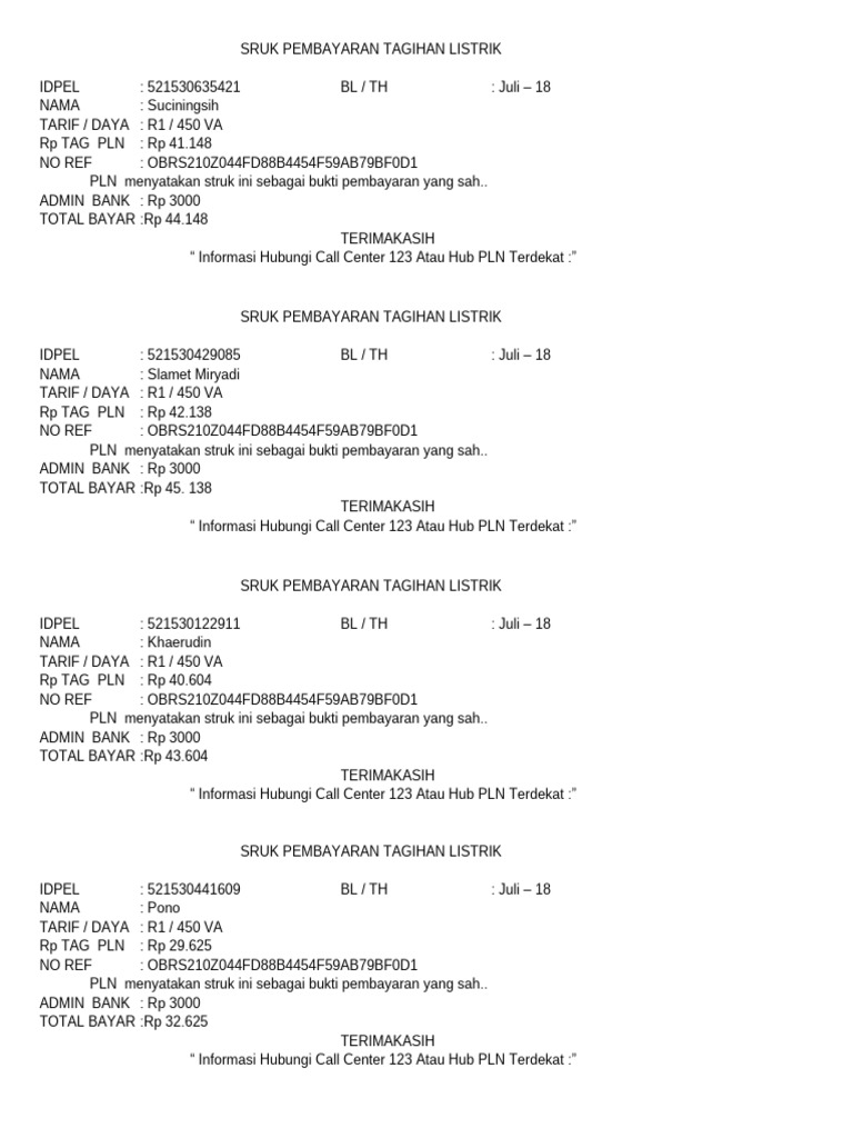 SRUK PEMBAYARAN TAGIHAN LISTRIK toto | PDF