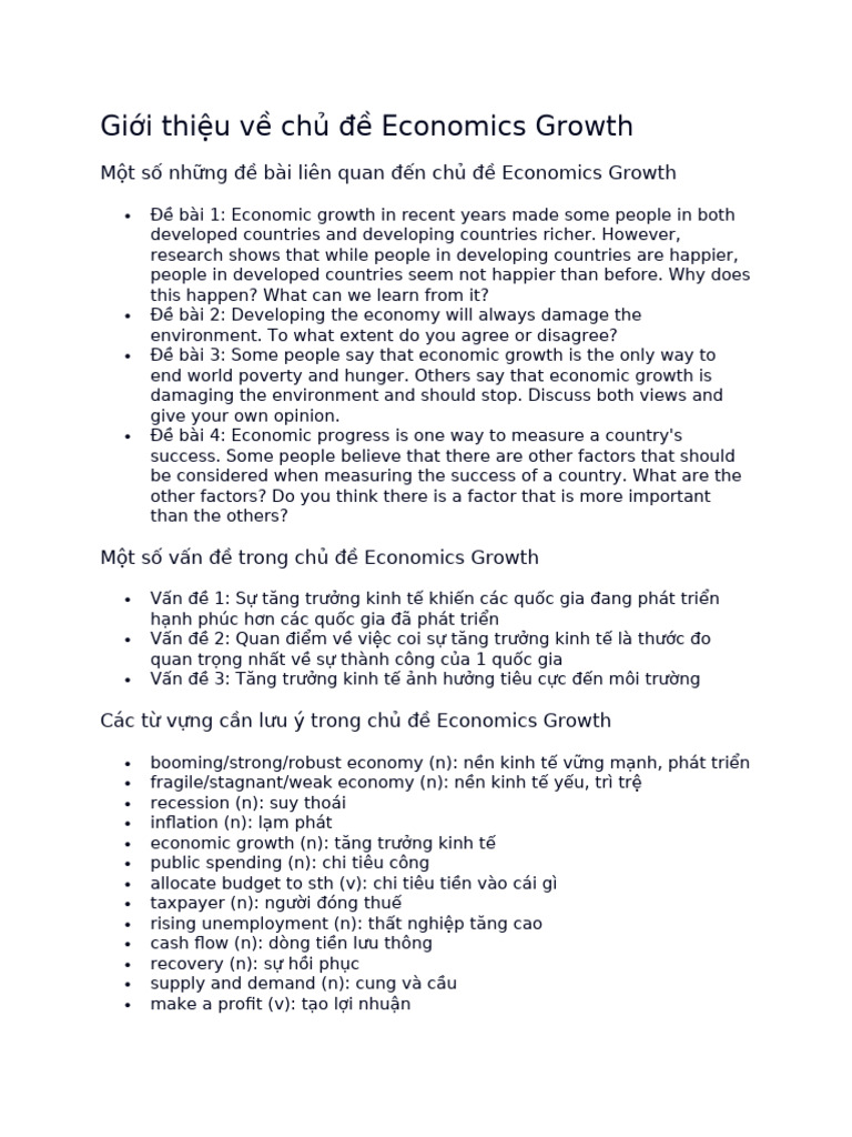 Ielts Writing Task 2 - Economics Growth | PDF