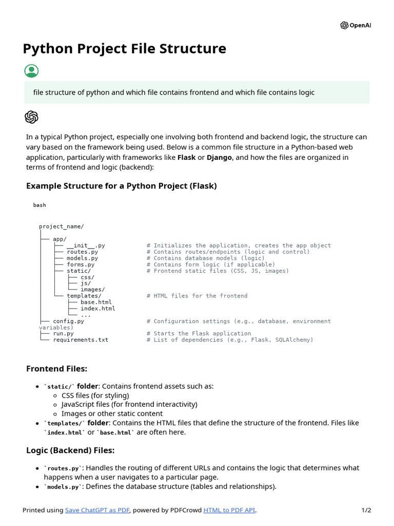 Python Project File Structure | PDF | Databases | Information Technology Python Project File Structure | PDF | Databases | Information Technology