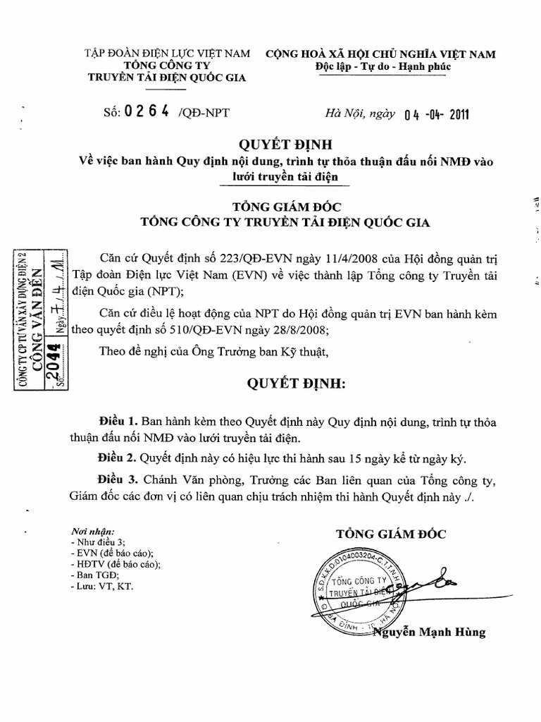 Quy Dinh Ve Dau Noi NMÐ Vao Luoi Truyen Tai Dien | PDF