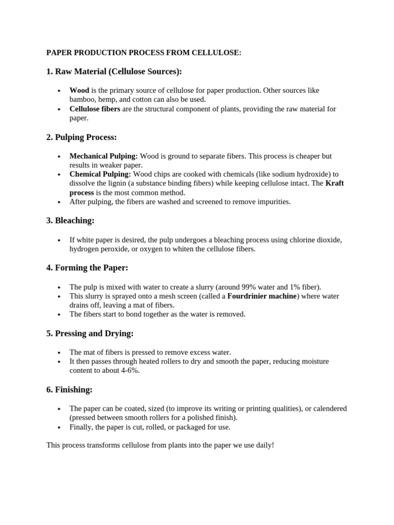 Paper Production Process From Cellulose | PDF | Home & Garden