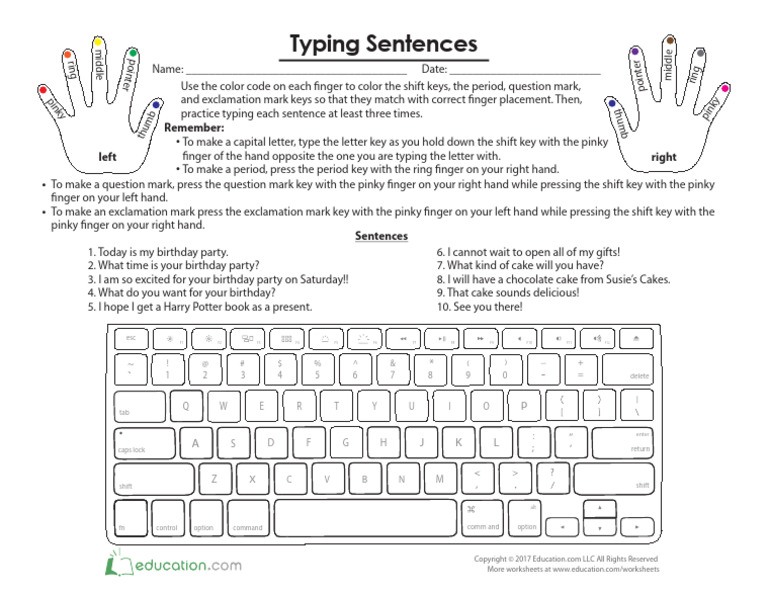 Typing Sentences | PDF | Text