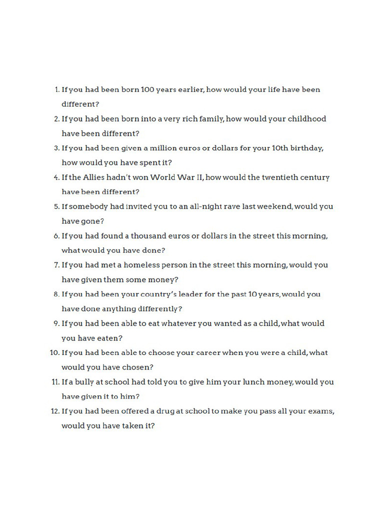 The Third Conditional, Speaking Practice | PDF