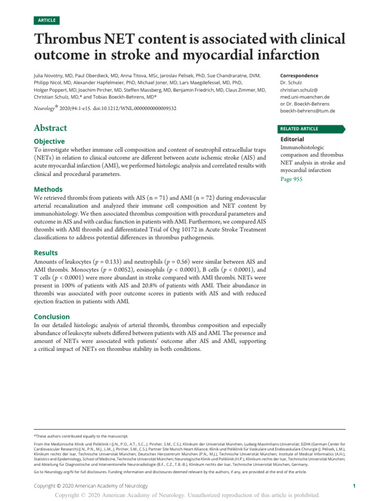 2020neurology Nets Patients | PDF | Stroke | Medicine