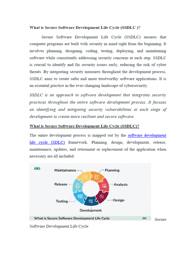 1 Secure Software Development Life Cycle Pdf Computer Security Security