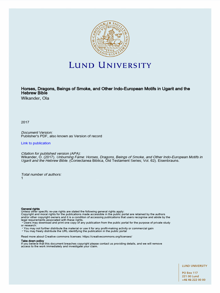 Wikander, Ola (2017) - Unburning Fame | PDF | Bible | Hebrew Language