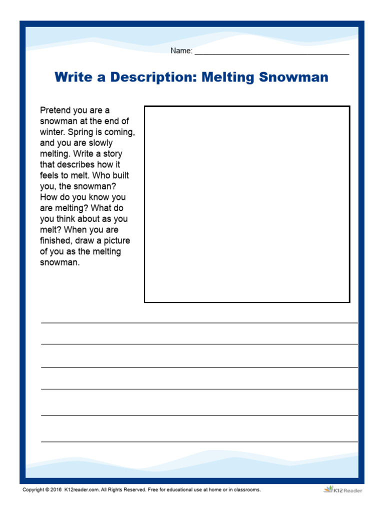 Write A Description Melting Snowman | PDF