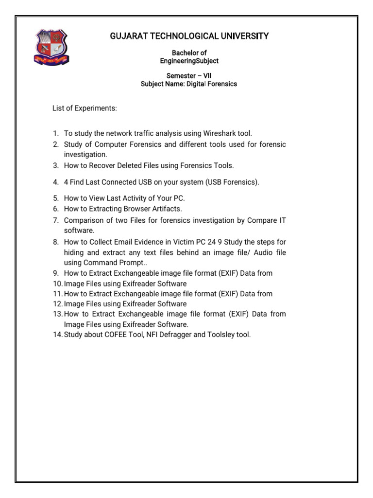 Digital Forensics Experiments Guide | PDF | Computers | Technology ...