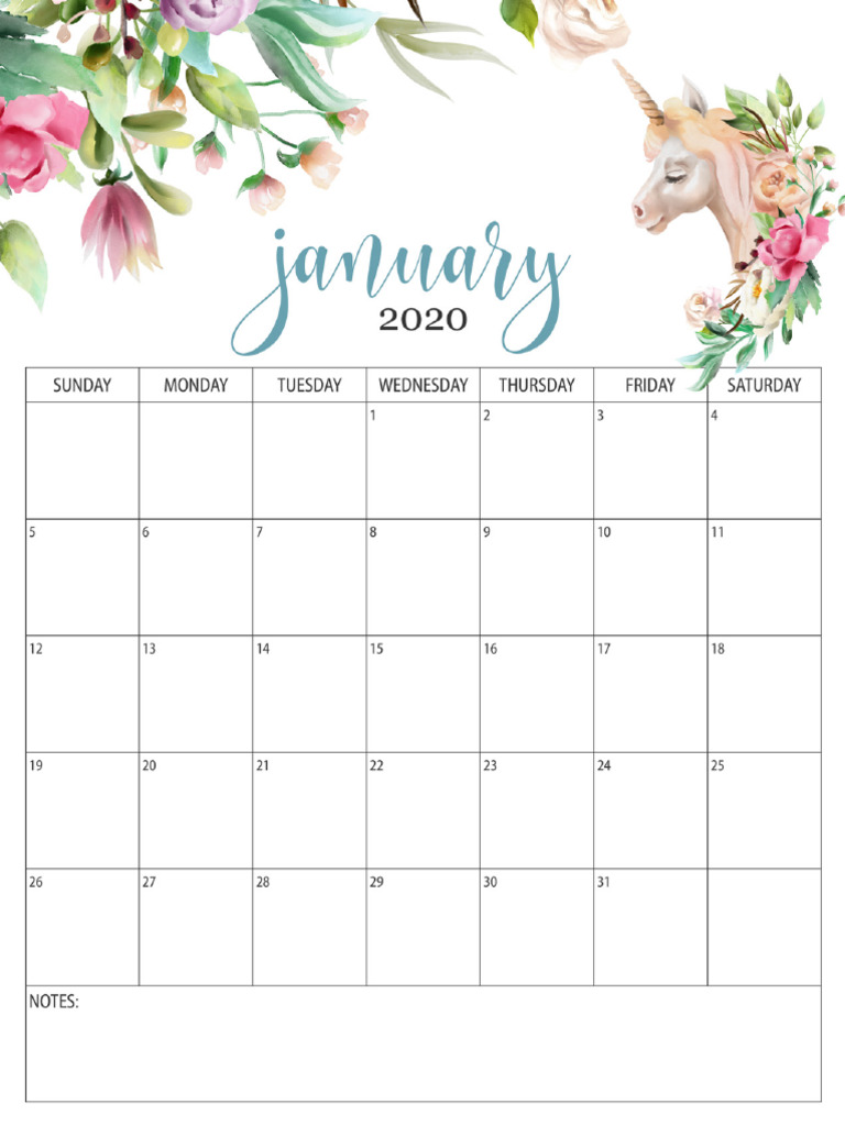 Unicorn Calendar 2020 PDF | PDF