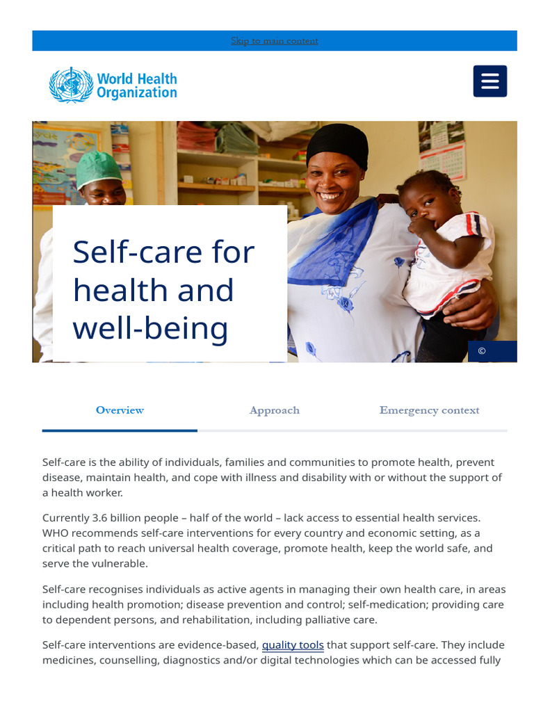 WWW - Who.inthealth Topicsself Care | PDF | Health Care | World Health ...