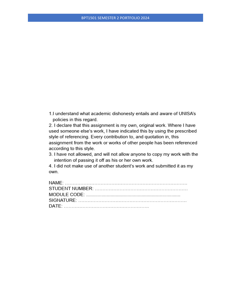 Semester 2 BPT 1501 Portfolio - Final | PDF | Teachers | Cognitive Science